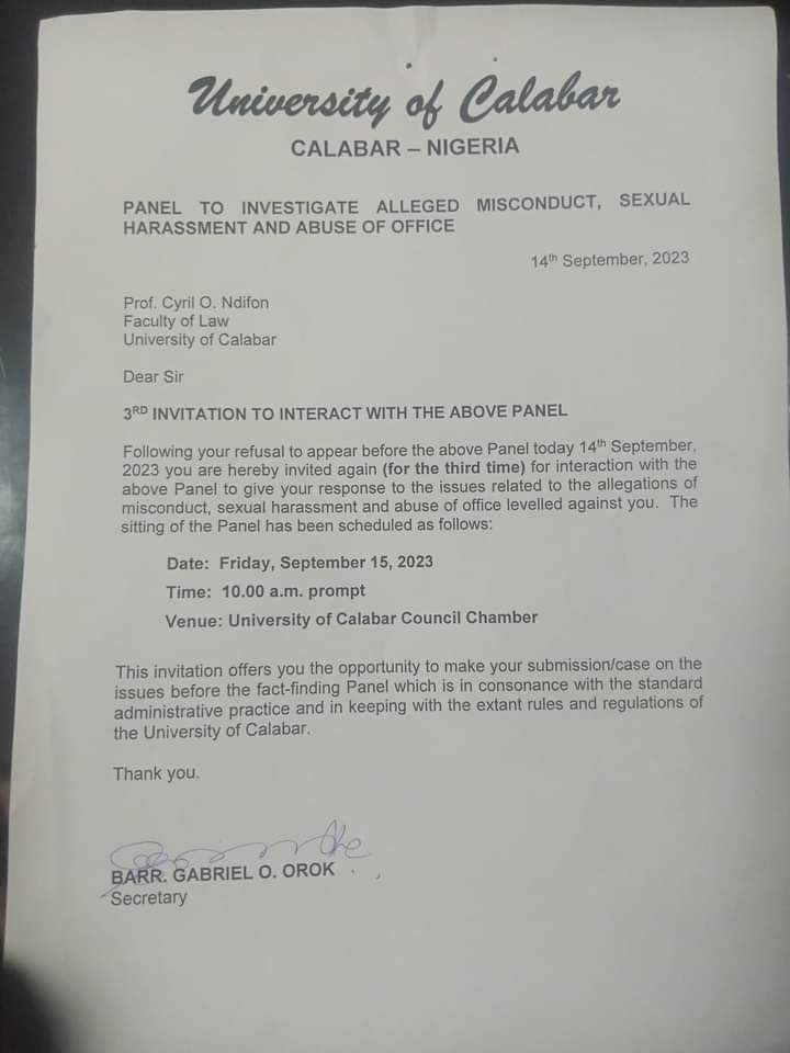 Sexual Misconduct Courts Remands Suspended Unical Dean Prof Cyril In